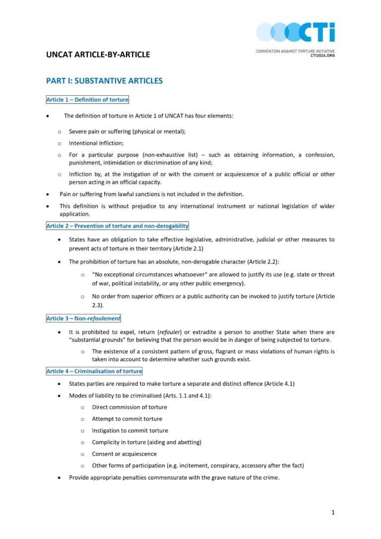 UNCAT Essentials - CTI - Convention Against Torture Initiative